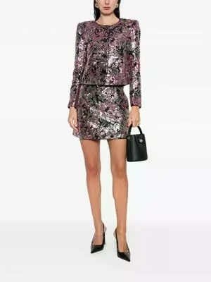 SELF-PORTRAIT Floral Sequined Jacket - Pink