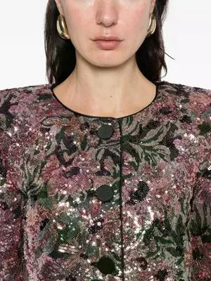 SELF-PORTRAIT Floral Sequined Jacket - Pink