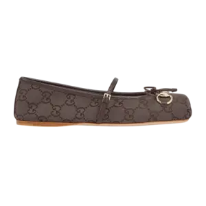 Gucci Horsebit Gg Canvas Ballet Flats - Brown