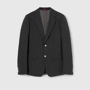 Gucci Single-breasted Selvedge Wool Jacket - Grey