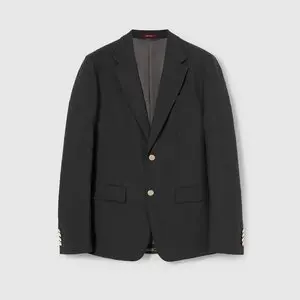 Gucci Single-breasted Selvedge Wool Jacket - Grey