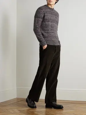 Oliver Peoples Slim-fit Space-dyed Knitted Sweater - Black