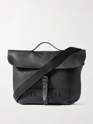 BLEU DE CHAUFFE Full-grain Leather Messenger Bag - Black