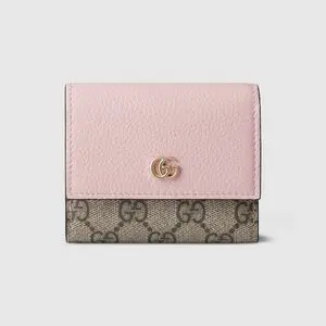 Gucci Bi-color Gg Marmont Mini Wallet Leather - Pink