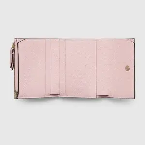 Gucci Bi-color Gg Marmont Mini Wallet Leather - Pink