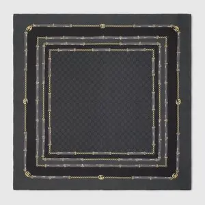 Gucci Printed Gg Silk Jacquard Carr - Black