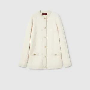 Gucci Wool Lamé Bouclé Cardigan - Beige