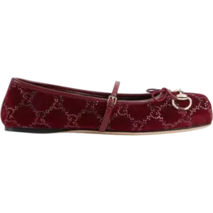 Gucci Gg Crystal Horsebit Ballet Flat - Bordeaux