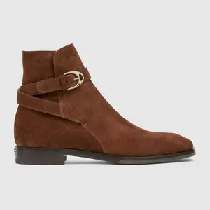 Gucci Buckled Suede Ankle Boots - Brown