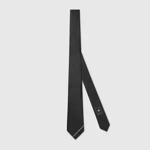 Gucci Silk Diagonal Horsebit Jacquard Tie - Black