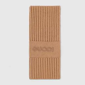 Gucci Wool Cashmere Scarf With Embroidery Wool - Beige