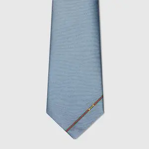Gucci Silk Neck Tie With Horsebit Jacquard
