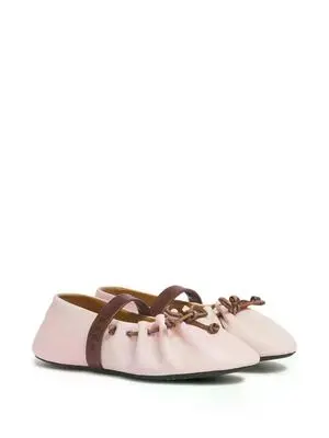Marni Strap Leather Ballet Flats - Pink