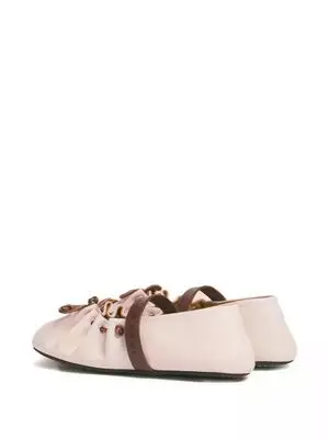 Marni Strap Leather Ballet Flats - Pink