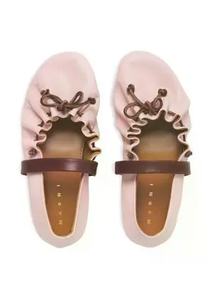 Marni Strap Leather Ballet Flats - Pink