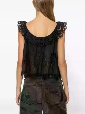 Sea Eyelet-embroidered Ruffled Top