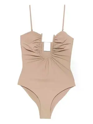 Christopher Esber Arced Ruched Swimsuit - Neutrals