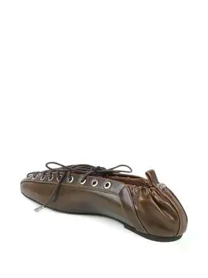 GANNI Eyelets Lace-up Ballet Flats - Green