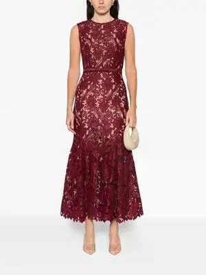 SELF-PORTRAIT Sleeveless Midi Dress - Red