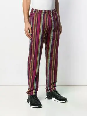 PAURA Striped Straight-leg Trousers - Black