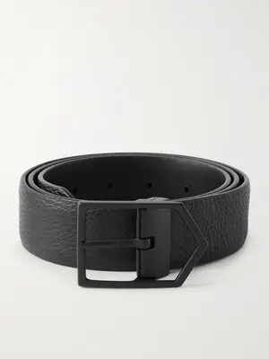 Canali 3.5cm Full-grain Leather Belt - Black