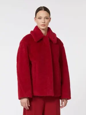 Max Mara Cropped Teddy Coat - Red