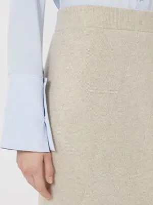 Max Mara Argyle Cashmere Yarn Skirt - Beige