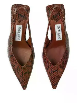 JIMMY CHOO 60mm Camie Snakeskin-effect Slingback Pumps - Brown