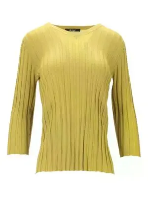 LA ROSE Ribbed V-neck Pullover - Yellow