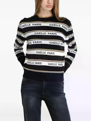 GAELLE Striped Jacquard Knit Sweater