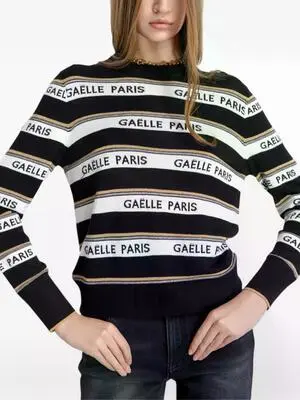GAELLE Striped Jacquard Knit Sweater