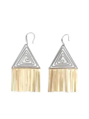 Bimba Y Lola Triangle Fringe Earrings - Silver