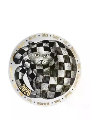 FORNASETTI Cat-print Calendar Plate - Black