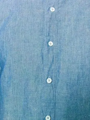 DELL'OGLIO Round Neck Button Shirt - Blue
