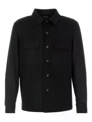 Zegna Cashmere Pocket-detail Overshirt - Black