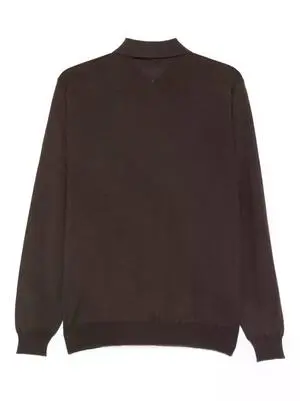 DELL'OGLIO Half-zip Knitted Polo Shirt - Brown