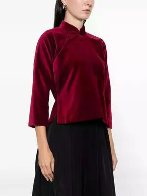 Comme Des Garçons Stand Collar Three-quarter Sleeve Blouse