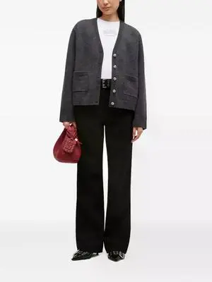 GANNI Button-fastening Cardigan With Pockets - Grey