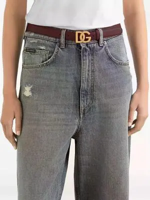 Dolce & Gabbana Calfskin Belt With Dg Logo - Red
