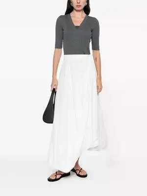 Brunello Cucinelli V-neck Embellished T-shirt - Grey
