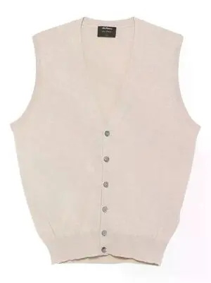 DELL'OGLIO Buttoned Sleeveless Cardigan - Neutrals