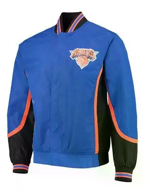 Mitchell & Ness 75th Anniversary New York Knicks Hardwood Classics Bomber Jacket - Blue