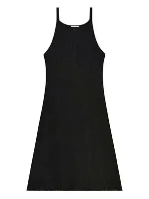 COURREGES Ribbed-knit A-line Mini Dress - Black