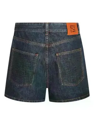 Fendi Logo-patch Denim Shorts - Blue