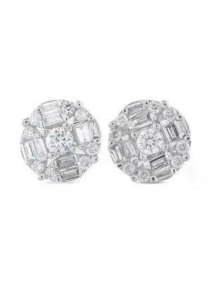LB EXCLUSIVE 14k White Gold Diamond Stud Earrings - Silver
