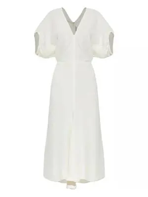 Victoria Beckham Gathered Short-sleeves Midi Dress