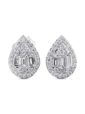 LB EXCLUSIVE 14k White Gold Diamond Cluster Earrings - Silver