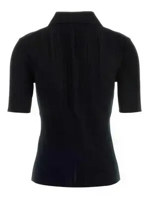 JIL SANDER Keyhole Wool Polo Shirt - Black