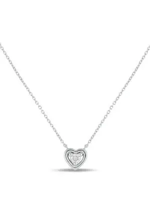 LB EXCLUSIVE 14k White Gold Diamond Heart Pendant Necklace - Silver