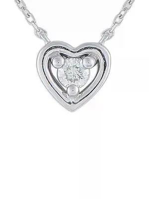 LB EXCLUSIVE 14k White Gold Diamond Heart Pendant Necklace